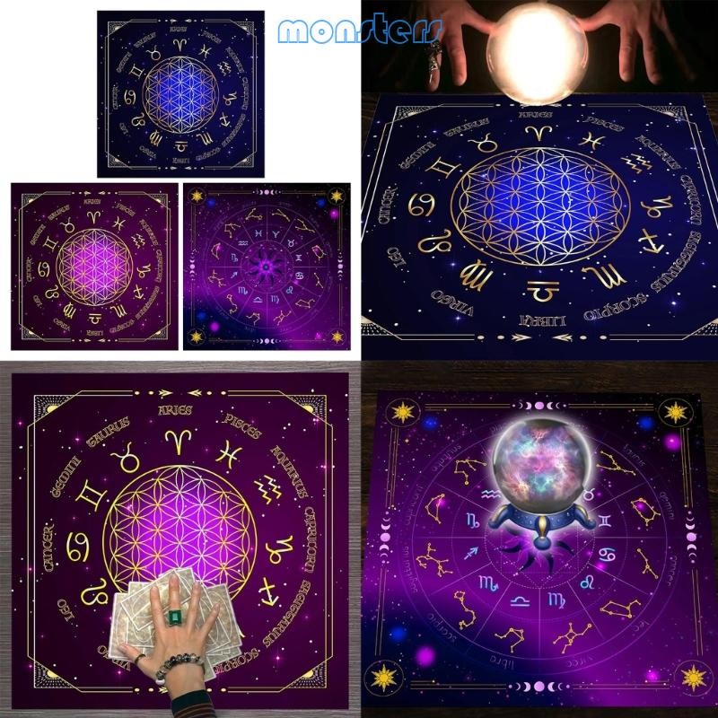 Mon Square Flannel Tarot แท่นบูชาผ้าการ์ดเกมกระดานโหราศาสตร์ Oracles Pad สำหรับ Divination ...