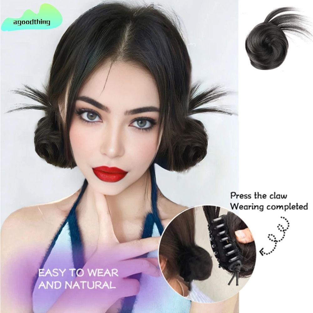 AGOODTHING Double Hair Bun, Wrap Around Messy Little Hair Bun, Sweet ...