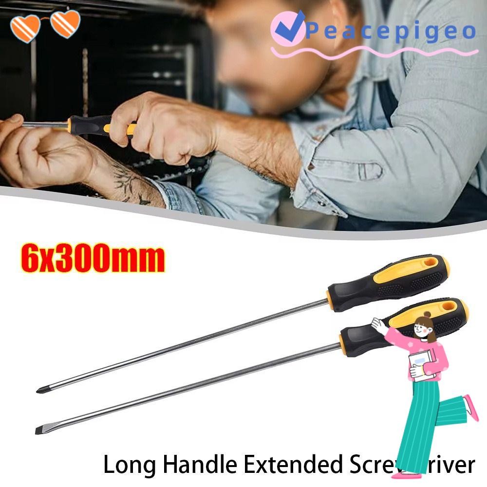 PEACEPIGEO 1/2 ชิ้นไขควงขยาย, Slotted Cross Head Magnetlc ไขควงด้ามยาว, ที่จับยาง 6x300 ...