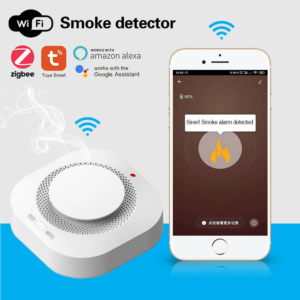 Tuya Zigbee Smoke Alarm Detector WiFiตรวจจับควันไฟ สัญญาณเตือนไฟไหม้ เซ็นเซอร์สัญญาณเตือนไฟไหม้ ...