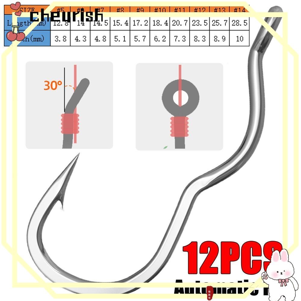 CHEURISH 12 ชิ้น/แพ็คอัตโนมัติ Flip Fishhook, เหล็กคาร์บอนสูง Anti Slip ...