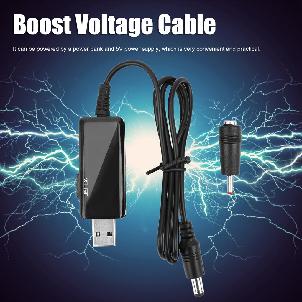 สนุก ~ USB To DC Booster Cable Power Bank Router สายไฟ 5V ถึง 9V 12V StepUp จอแสดงผลดิจิตอลปรับ ...