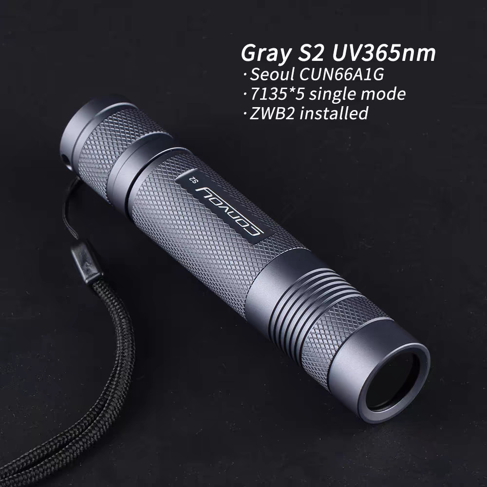 Convoy S2 สีเทา UV 365nm 18650 flashlight, CUN66A1G LED inside | Shopee ...