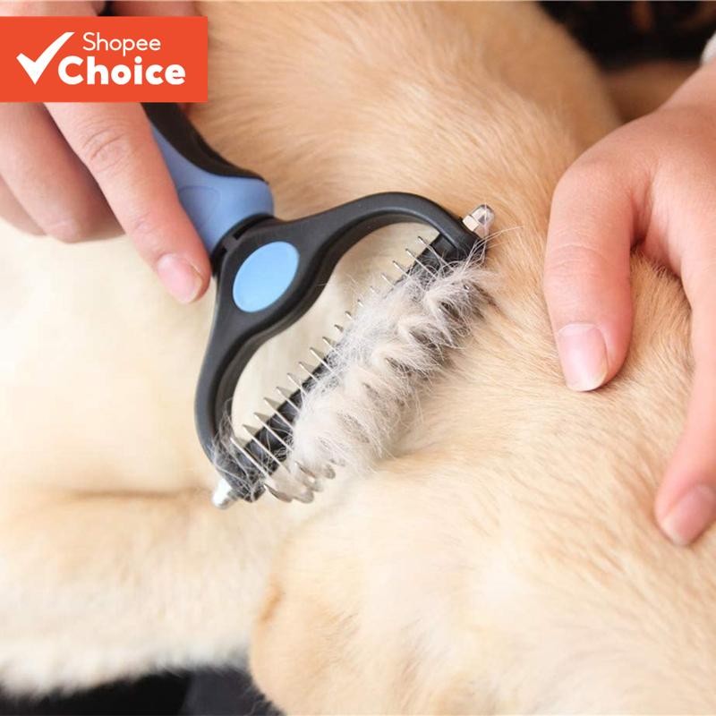 Double-Sided Pet Deshedding Brush - Knot Remover & หวีผมสําหรับสุนัขและ ...