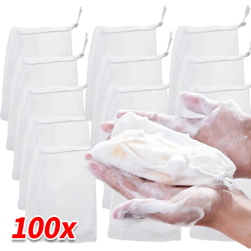 20/50/100 ชิ้น Facial Cleanser Foaming ถุงตาข่าย - ที่เก็บสบู่ ...