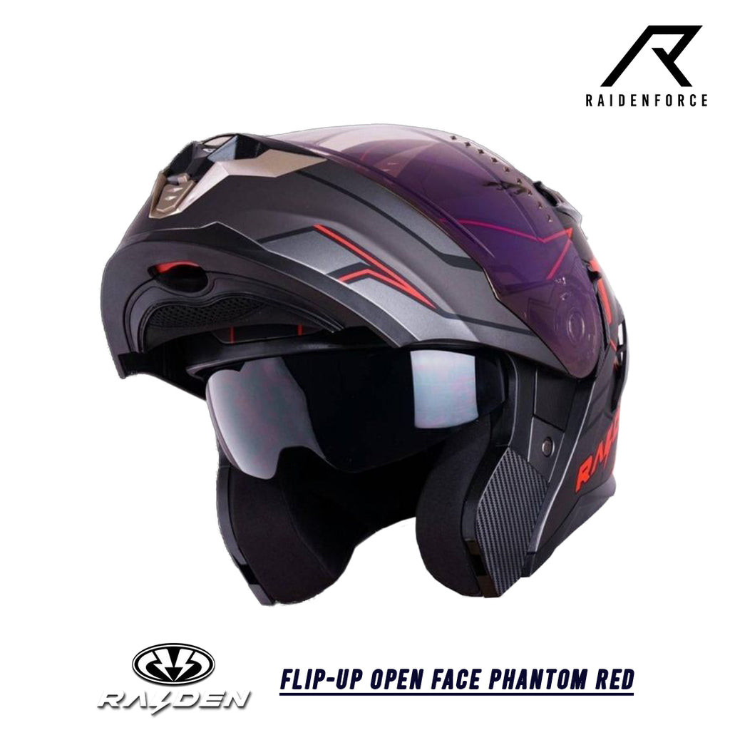 หมวกกันน็อค Raiden Flip-up open face Phantom Red | Shopee Thailand