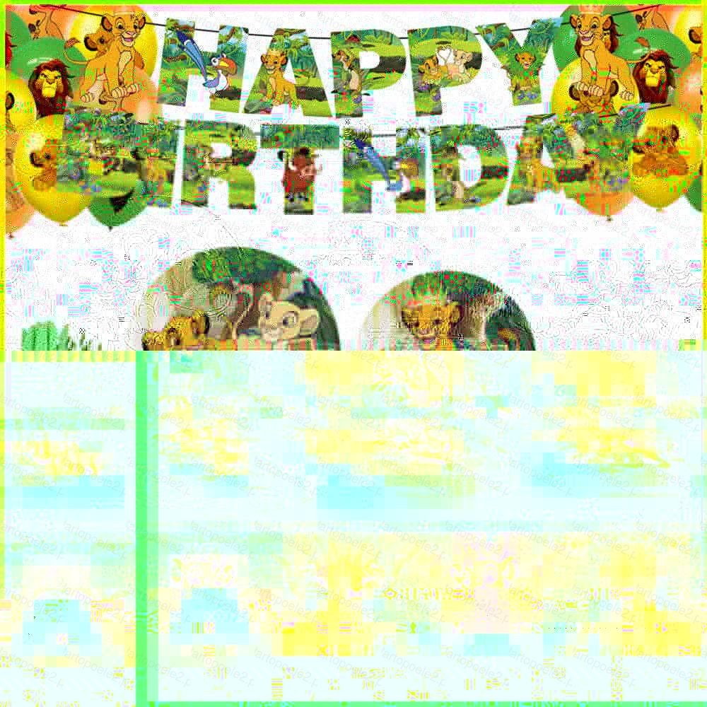 ST2 The Lion King Simba Theme วันเกิดปาร์ตี้บอลลูน แบนเนอร์ topper ฉาก ...