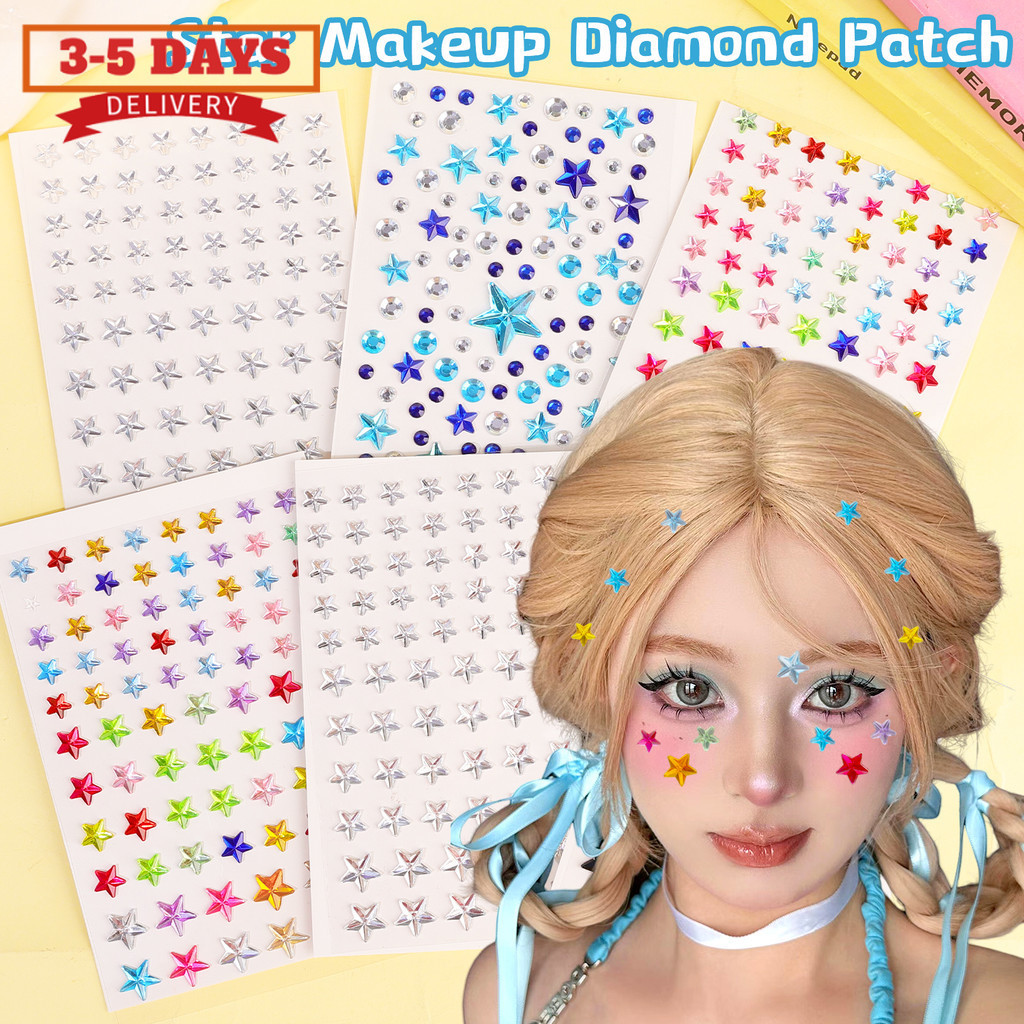 [3-5 วันมาถึง] 2-4PCS Star Diamond Sticker - DIY Face Jewels อุปกรณ์ ...