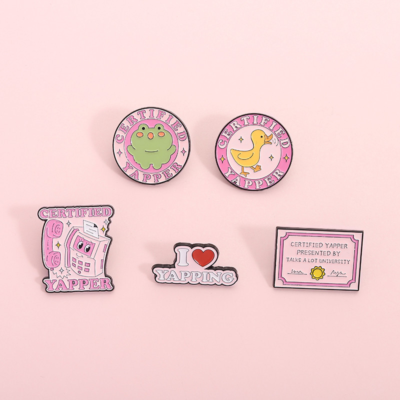 YAPPER เข็มกลัดพัดลมน่ารัก ข้อความ Pin กบเป็ด ป้ายโลหะ สำหรับกระเป๋าเป้ ...