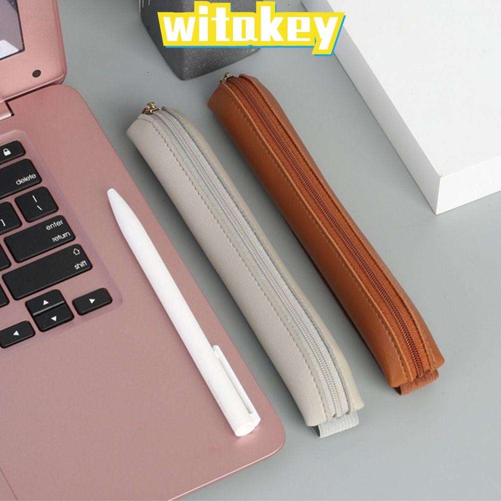 คลิปปากกา WITAKEY, กระเป๋าเก็บปากกา Pu หนังสะดวก, การประชุมสํานักงานหัวเข็มขัดยืดหยุ่นที่ใส่ปาก ...