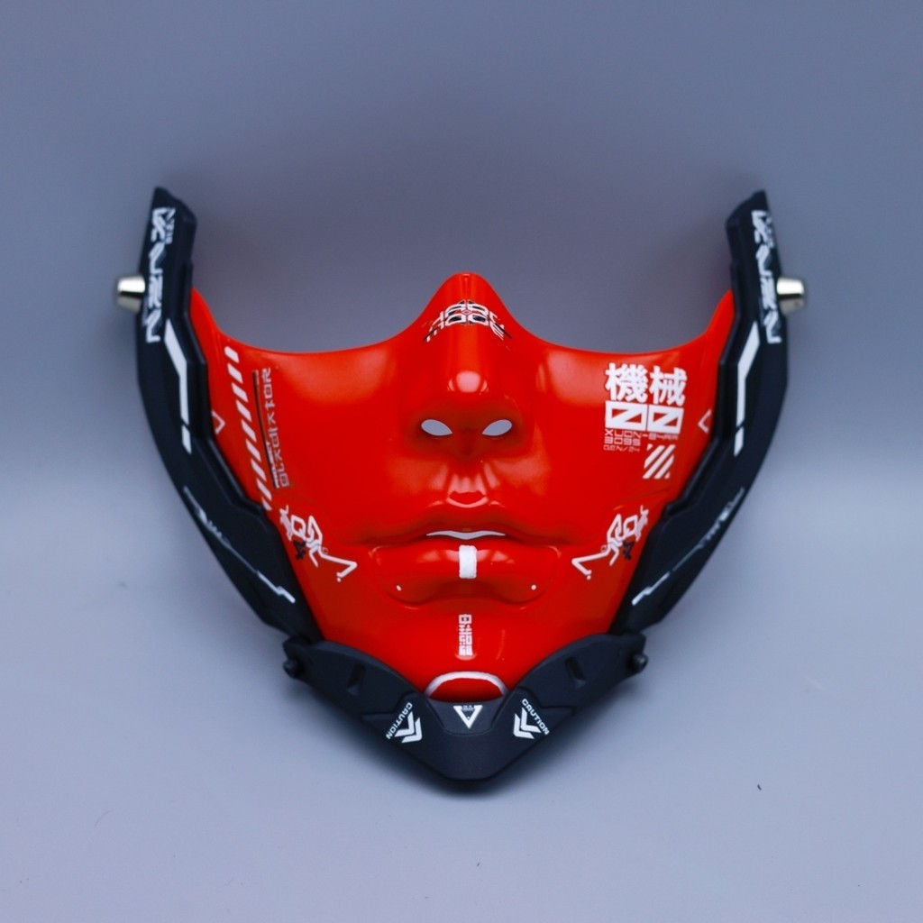 Cyberpunk Bionic Face Sci-Fi Mask หน้ากากเทคโนโลยี Red Mask หน้ากากที่ ...