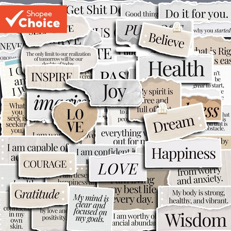 ฉีกสติกเกอร์กระดาษฉีกภาษาอังกฤษ 60 ชิ้นสําหรับโน๊ตบุ๊ค, สมุดภาพ, วารสาร ...
