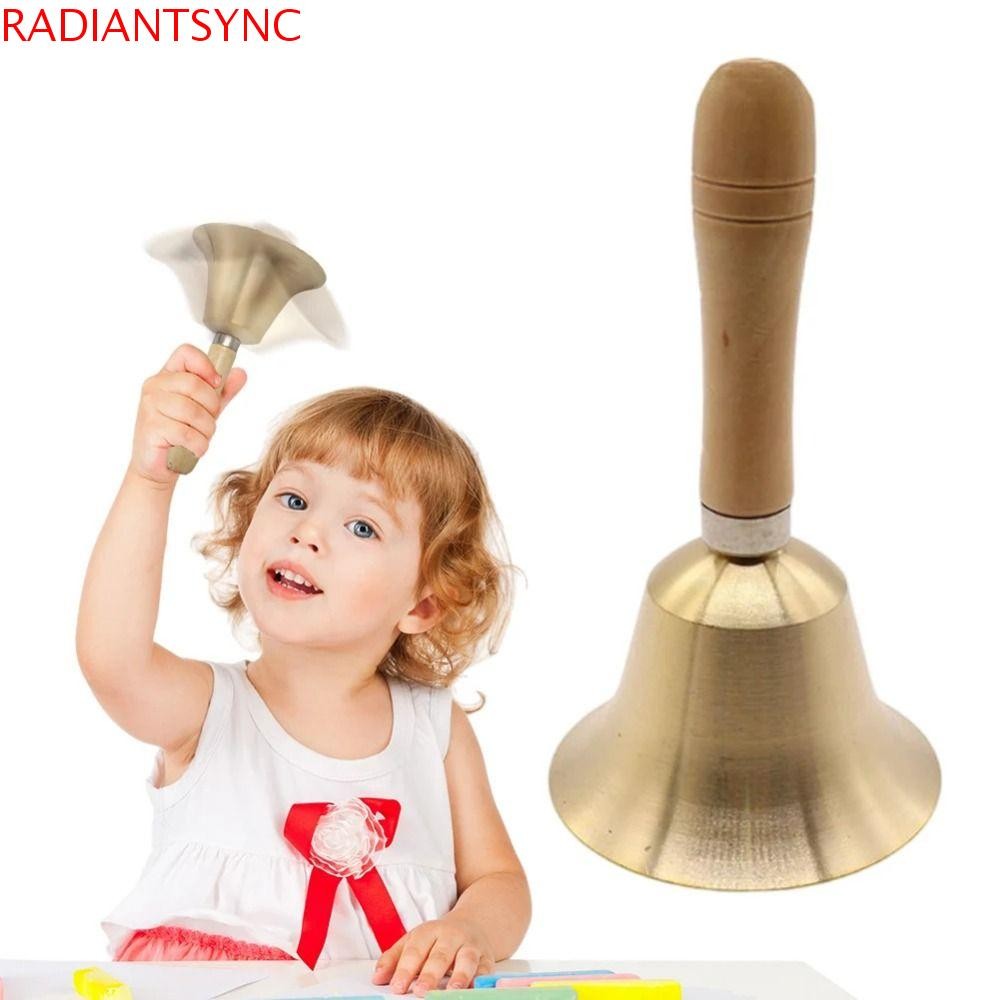 RADIANTSYNC กระดิ่งมือสุดดัง, ด้ามไม้ทองเหลืองแข็งแข็งแรง Call Bell, Creative แบบพกพาสบาย Grip ...