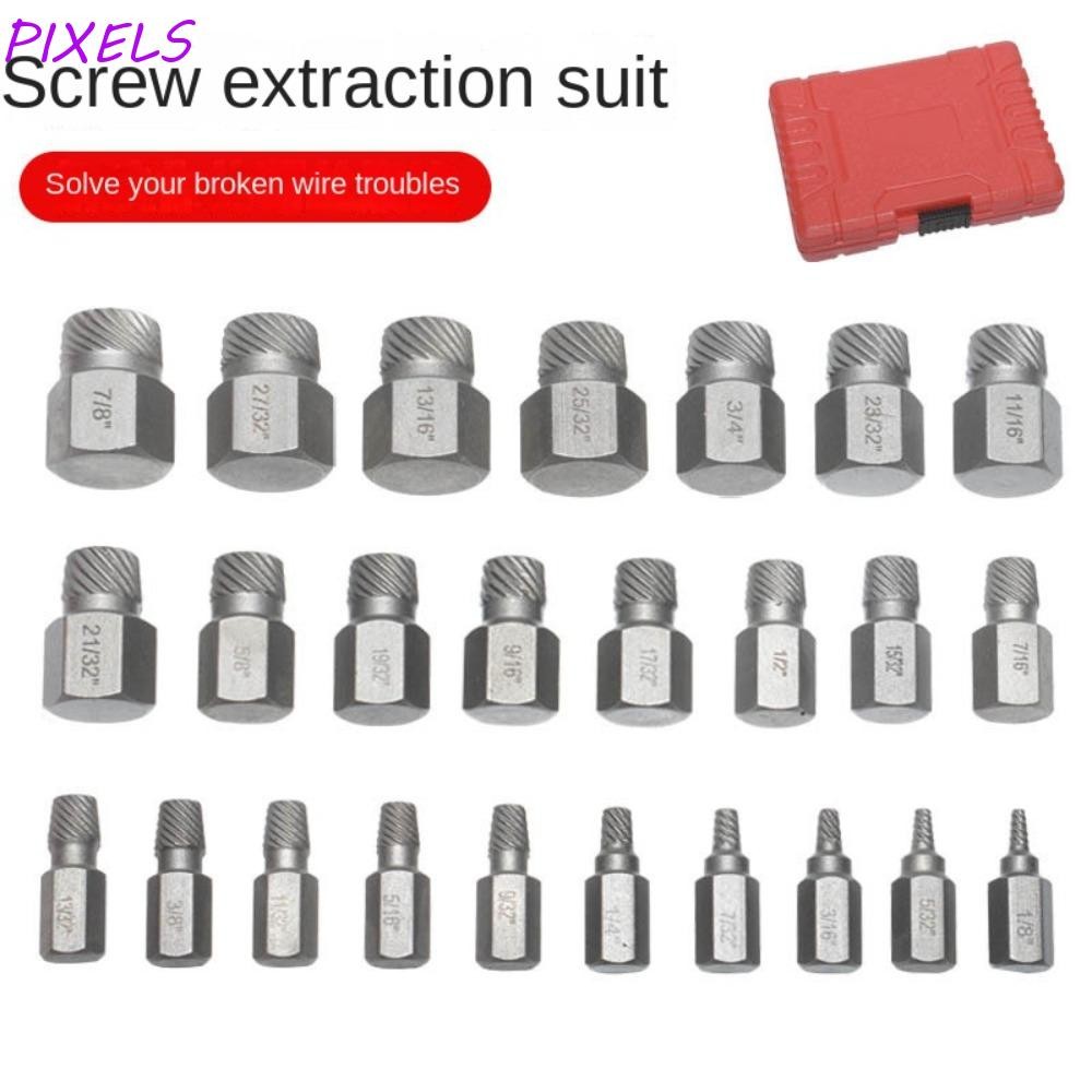 PIXELSKY 25 ชิ้นชุดสกรู,หัวคู่ Easy Out Bolt Extractor ชุด, Spiral Nut ...