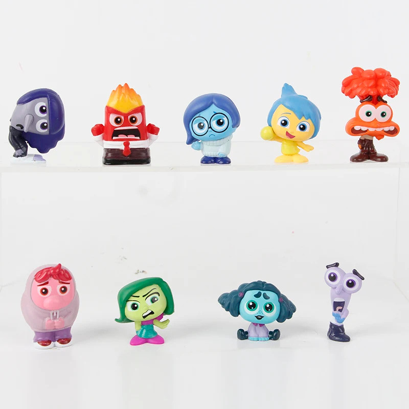 9 pcs/Set Mini Inside Out 2 Action Figure Toy Cartoon Movie Joy Anxiety ...