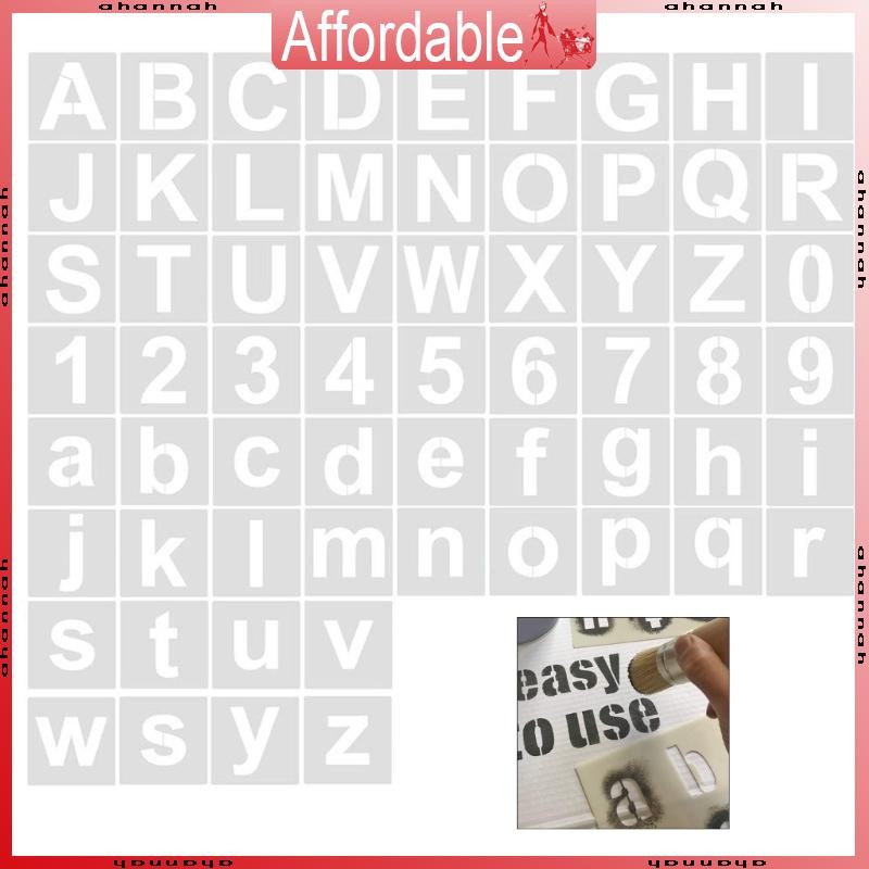 AH 60 ชิ้นแม่แบบภาพวาดตัวอักษรและตัวเลข PET Stencils เด็กวาดภาพลายฉลุ ...