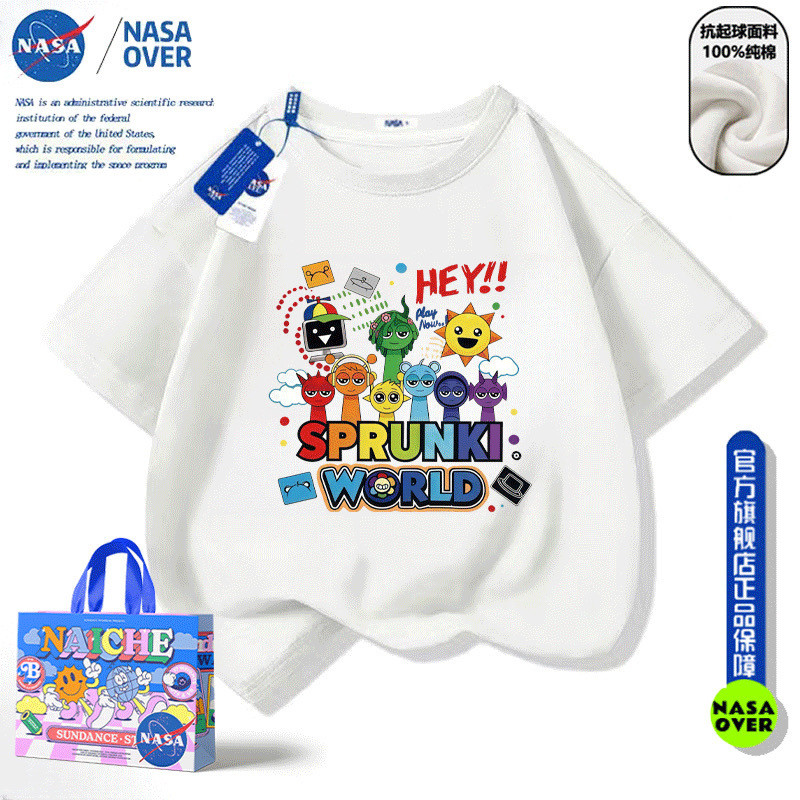 [100-160] NASA Co-Branded American SPRUNKI เสื้อผ้าเด็กเสื้อยืดแขนสั้น ...