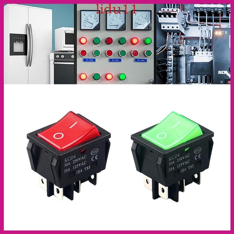 LID รถ Rocker Toggle Switches 30A 250VAC LED Lighted Rocker Switches 6 ...
