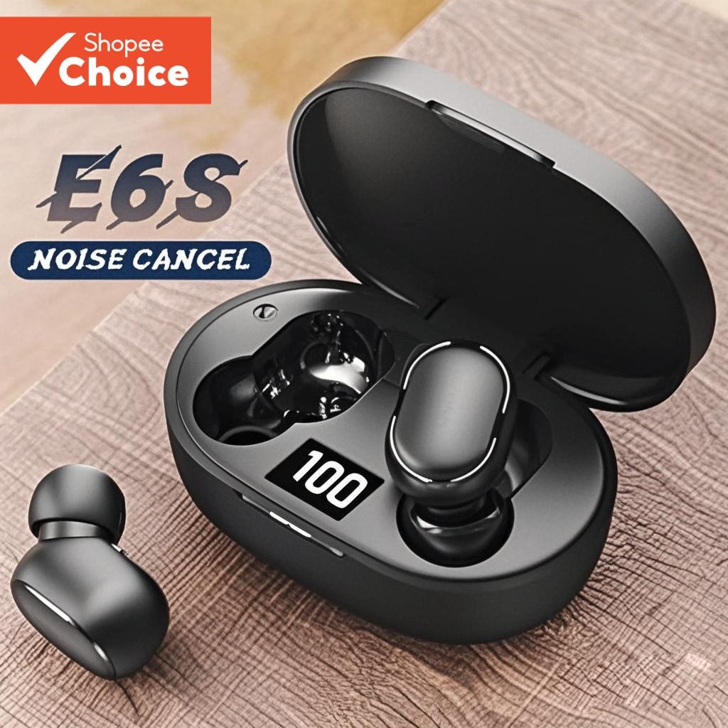 Tws E6S หูฟังไร้สายบลูทูธพร้อมไมโครโฟนสเตอริโอตัดเสียงรบกวน LED จอแสดง ...