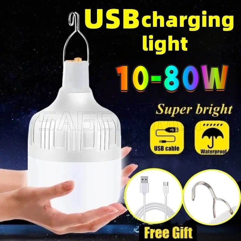 10-80W ความสว่างสูง 5V ไฟ LED ชาร์จ USB โคมไฟฉุกเฉินกลางแจ้งแบบพกพาโคมไฟ BBQ Camping โคมไฟค้นหา ...