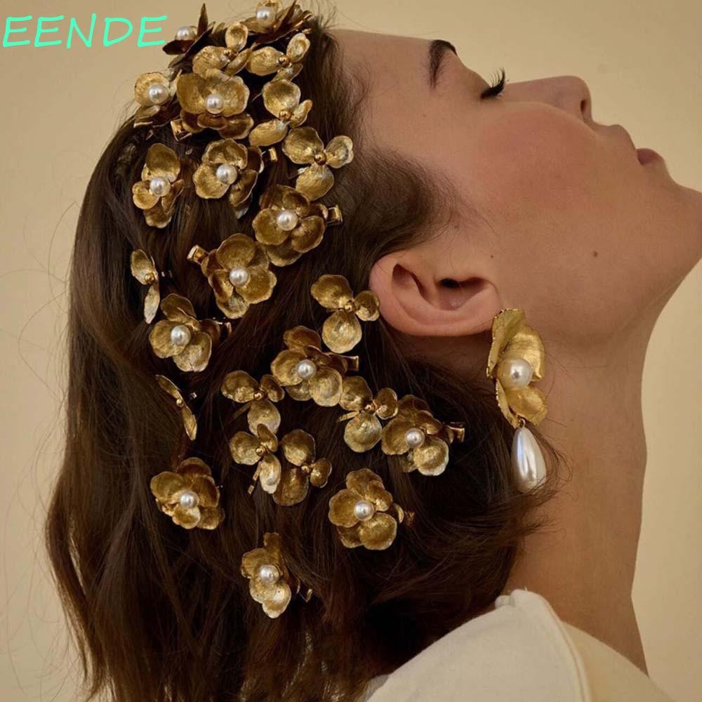 EENDE 5 ชิ้น มุกคลิปด้านข้าง ทรงผมเครื่องมือ สีทองหรูหรา กิ๊บติดผม ย้อน ...