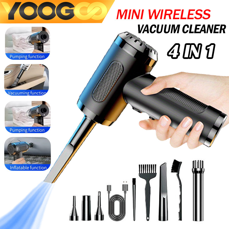 YOOGOO 4in1เครื่องดูดฝุ่นเล็ก ที่ดูดฝุ่นไร้สายแบบมือถือ ดูดฝุ่นในรถ car ...