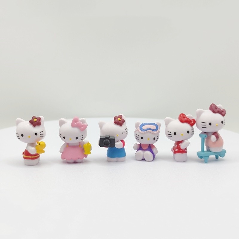 6 ชิ้น/เซ็ตอะนิเมะ Hello Kitty Action Figure Kawaii น่ารัก Sanrio KT ...