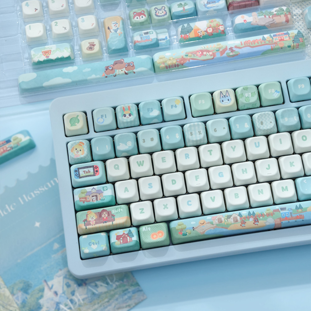 Blue Animal Crossing Keycap 138 คีย์ Cherry/SOA โปรไฟล์ PBT Dye ...