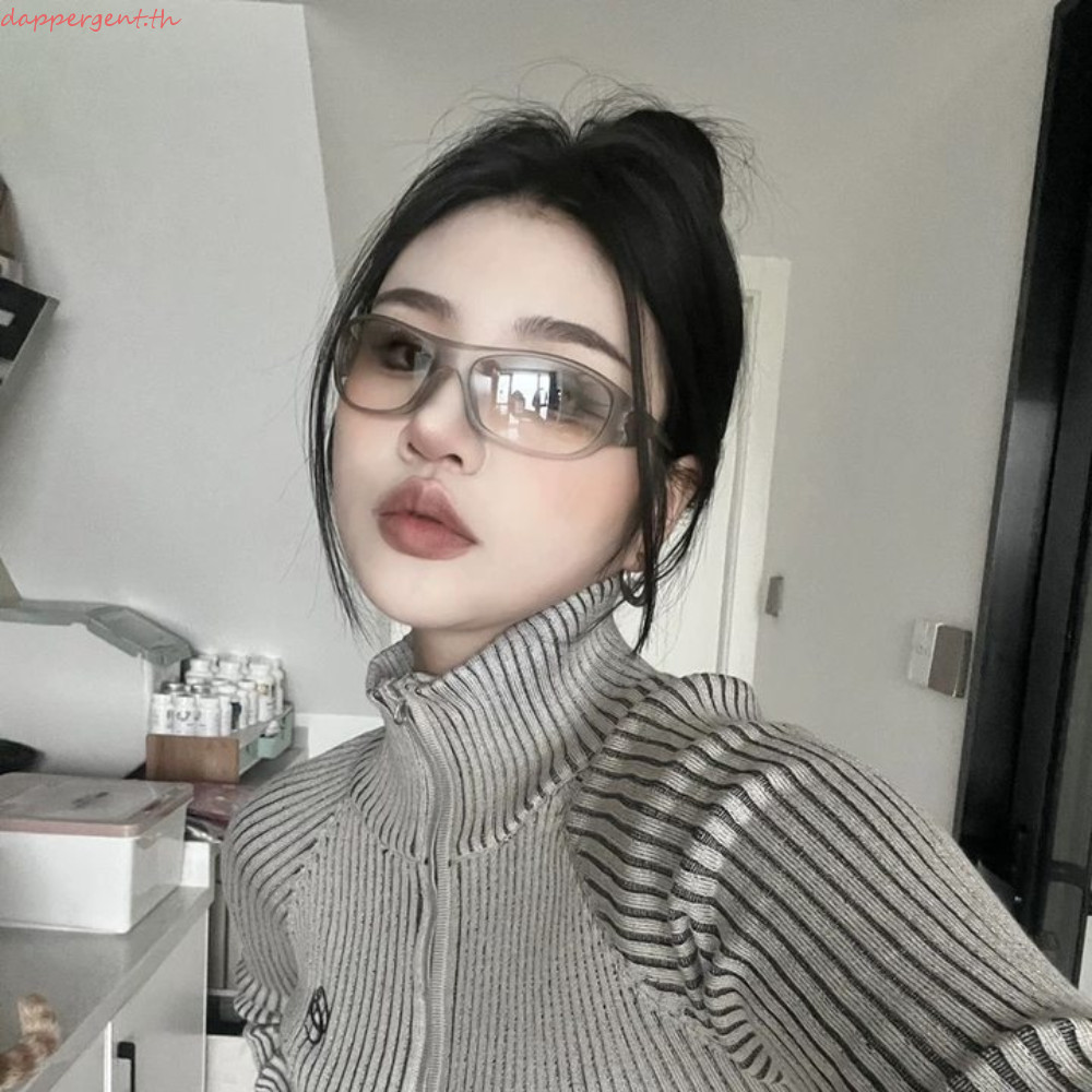 DAPPERGENNT 2000s แว่นสายตา Cyberpunk Silver Y2K น้ำหนักเบา Retro Trend Vintage Ins UV400 Sun ...