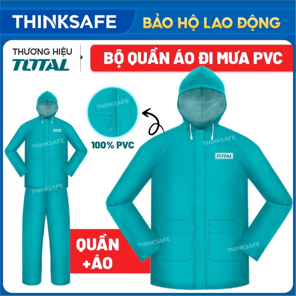 ชุดกันฝน วัสดุ PVC TOTAL THTRS031เอ็กแอล เสื้อกันฝนกันน้ําแบบมีช่อง ...