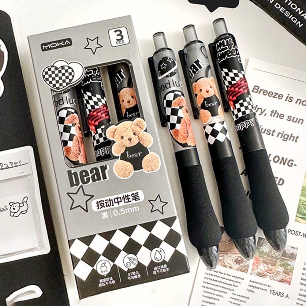 ปากกามาร์กเกอร์ ลายการ์ตูนน่ารัก St0.5 มม. สไตล์วินเทจ 3 ชิ้น ต่อชุด ...