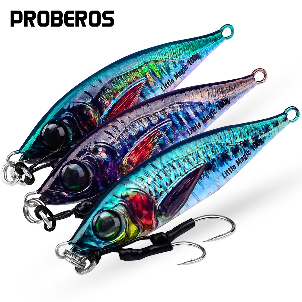 PROBEROS 1Pc luya jig jigging เหยื่อ 7g-40g แผ่นเหล็กขนาดเล็กโลหะไบโอน ...