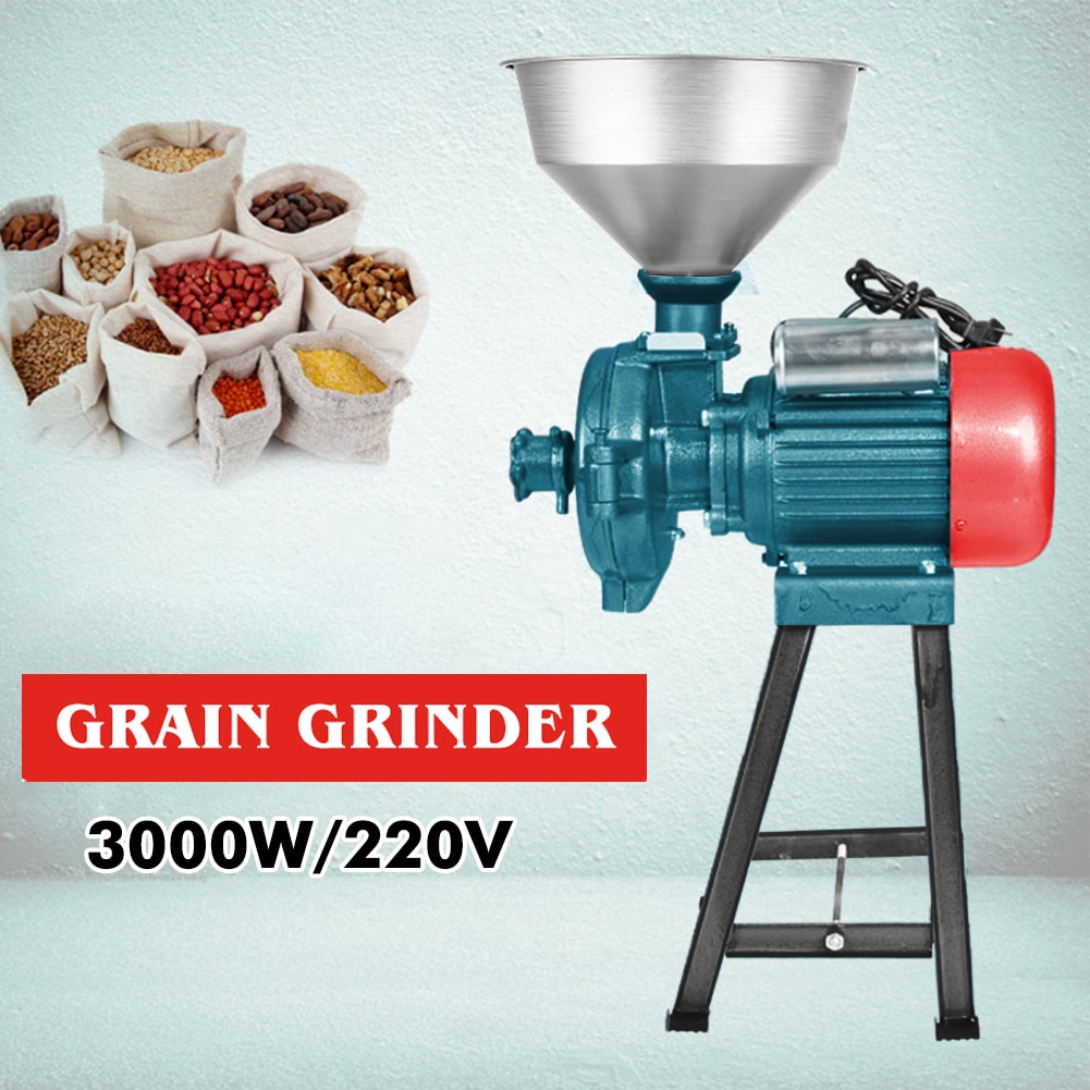 3KW Wet Dry Electric Mill Grinder Machine Poultry Animal Feed Cereals Grinder Peanut Butter ...