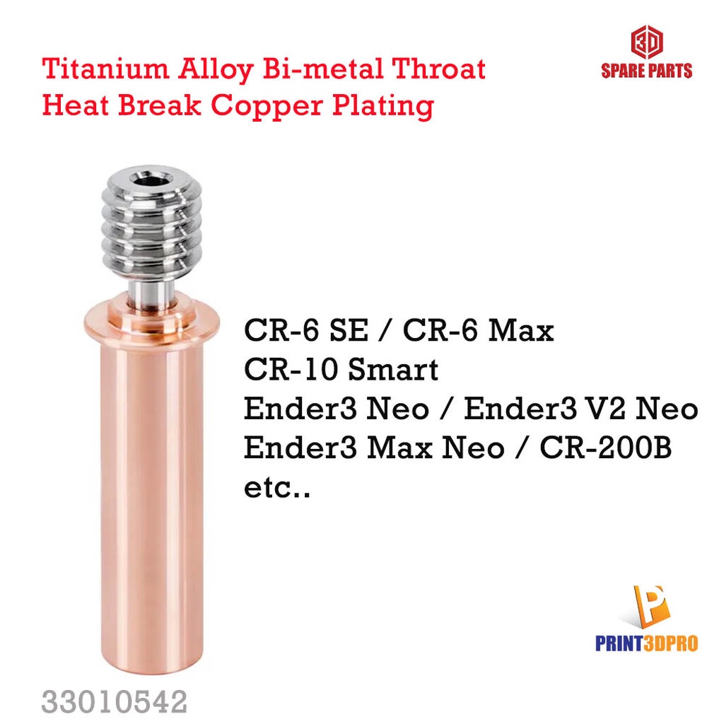 3D Printer Part Titanium Alloy Bi-metal Throat Heat Break Copper ...