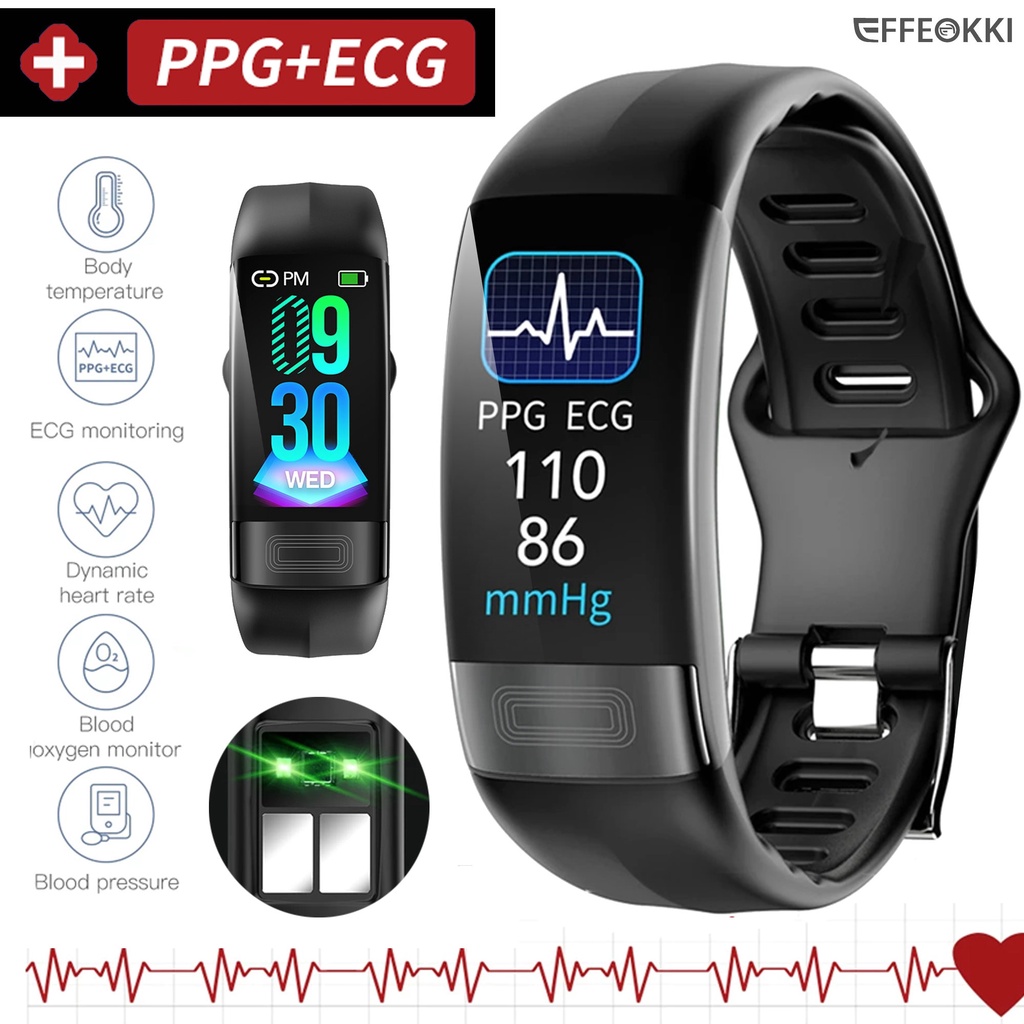 Ekg PPG Spo2 นาฬิกาข้อมือสมาร์ทวอทช์ วัดความดันโลหิต แคลอรี่ เพื่อ ...