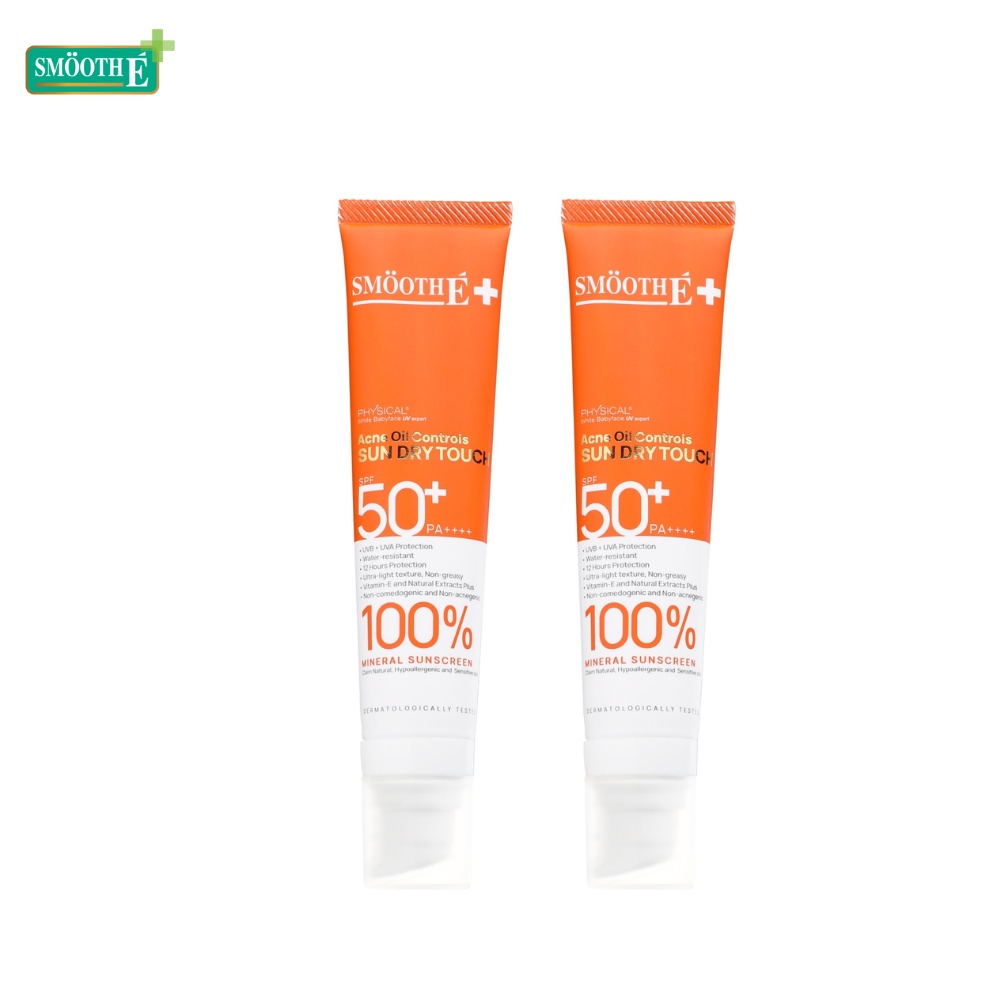[แพ็ค 2] Smooth E ครีมกันแดด Sun Dry Touch Acne Oil Controls SPF 50+ PA ...