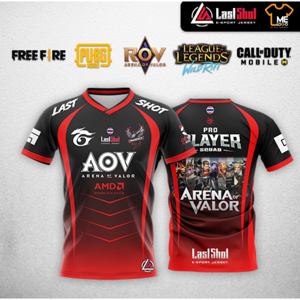 เสื้อกีฬา BIG SIZE E-Sport ประเภท 5 เสื้อกีฬา FREEFIRE เสื้อ PUBG เสื้อ ROV | Shopee Thailand