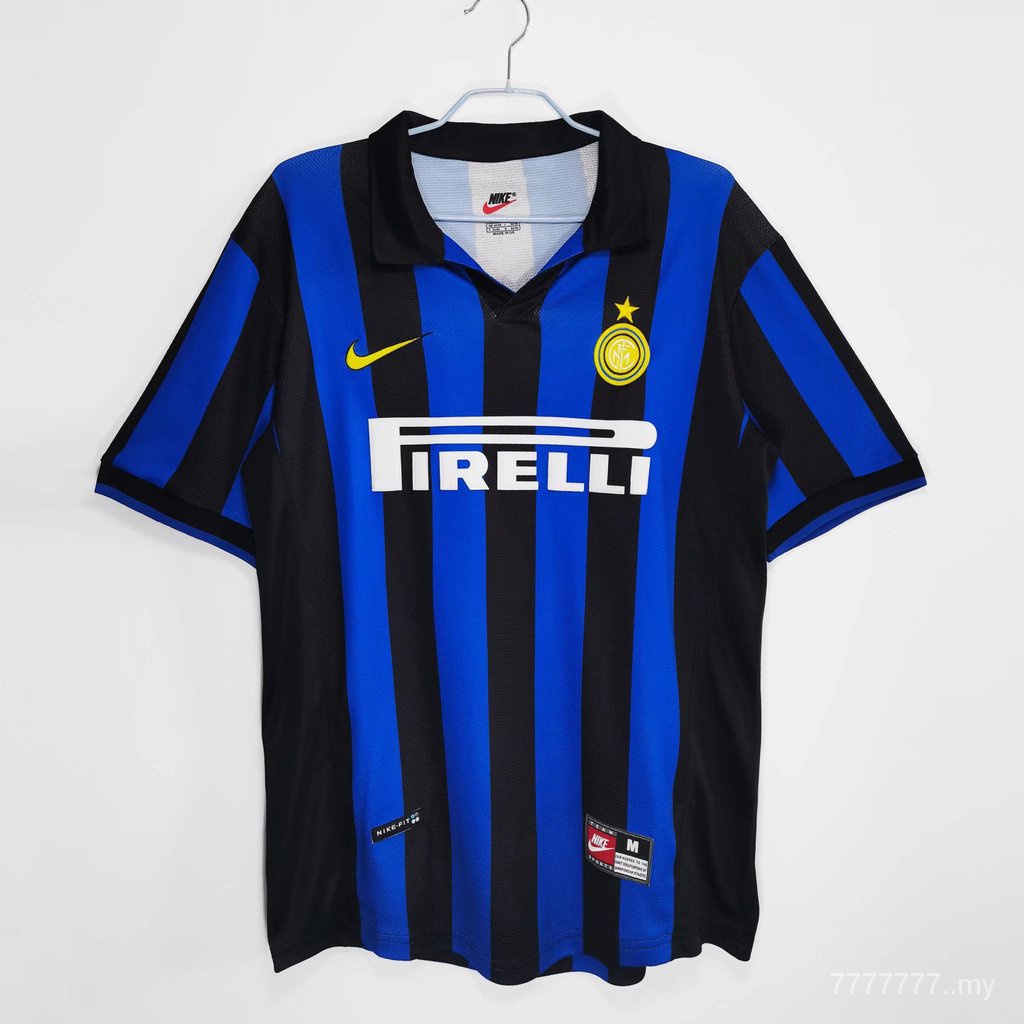 [Retro] เสื้อกีฬาแขนสั้น ลายทีมชาติฟุตบอล Inter Milan 1998-99 ชุดเหย้า สีฟ้า และสีดํา คุณภาพสูง ...