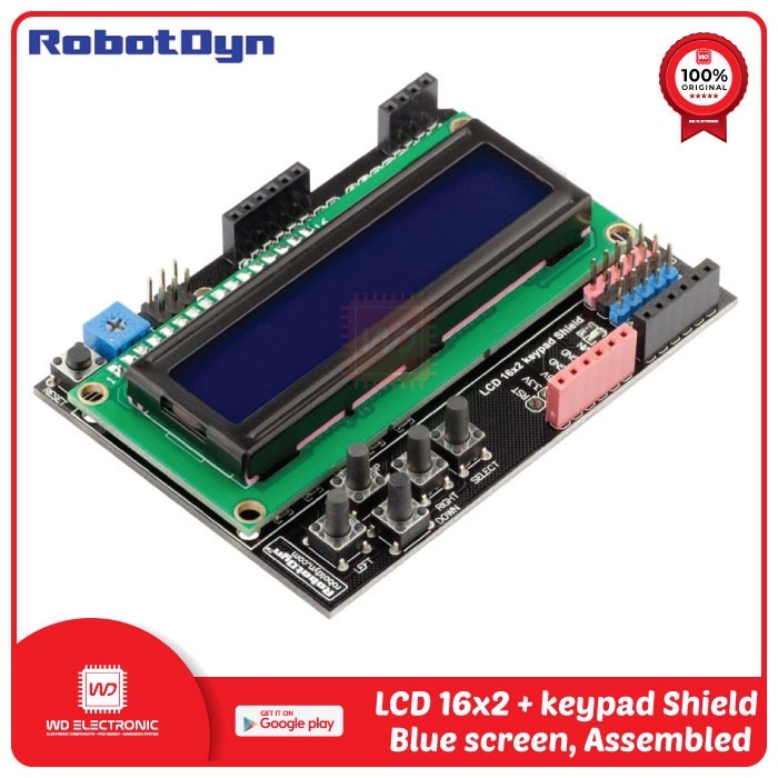 Robotdyn Lcd 16x2 Keypad Shield Arduino Lcd Keypad Shield Blue Green 3636