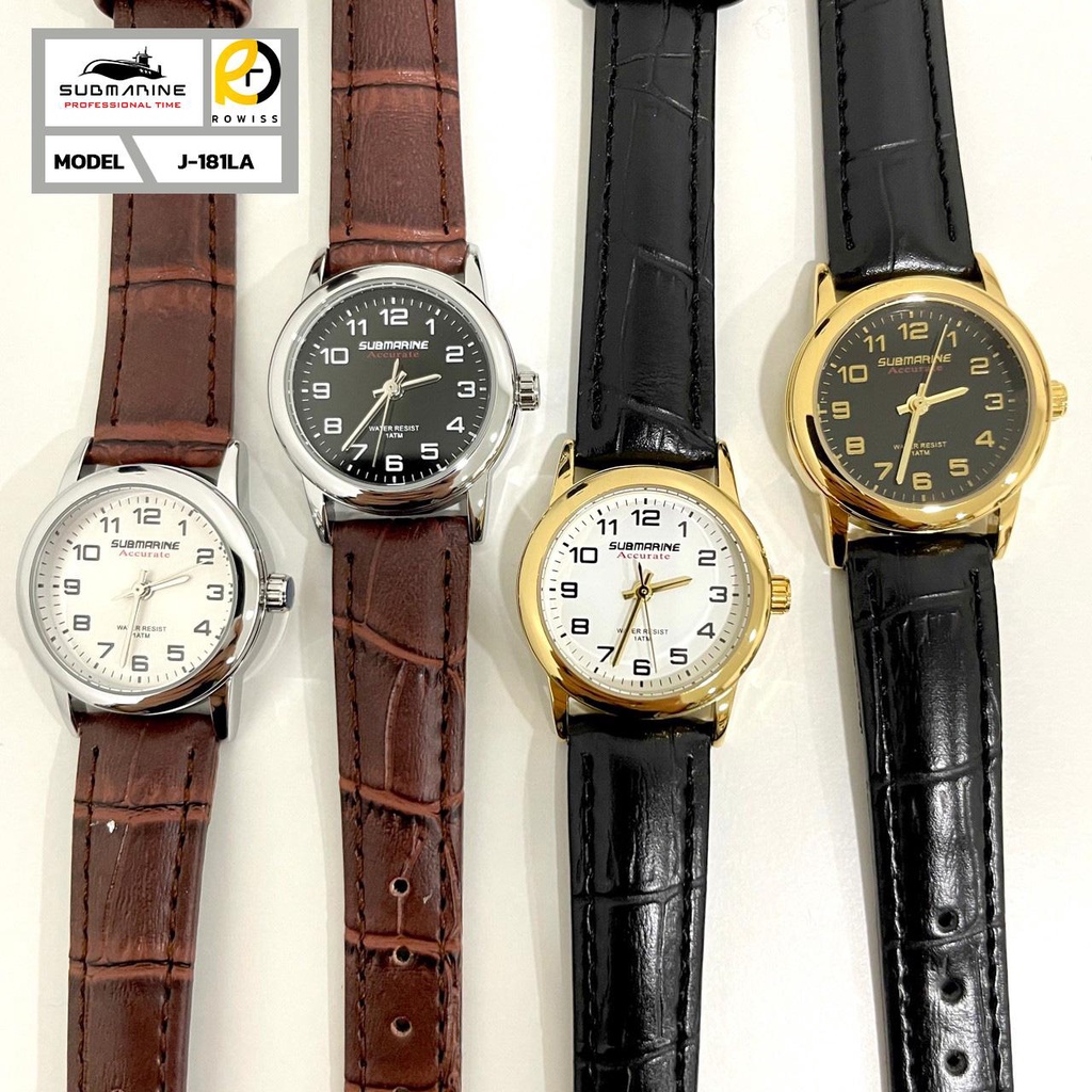 นาฬิกาข้อมือ สายหนัง ทรงกลม หน้าปัดกระจกมิเนอรัล แบรนด์ US Submarine รุ่น J-181 LA | Shopee Thailand