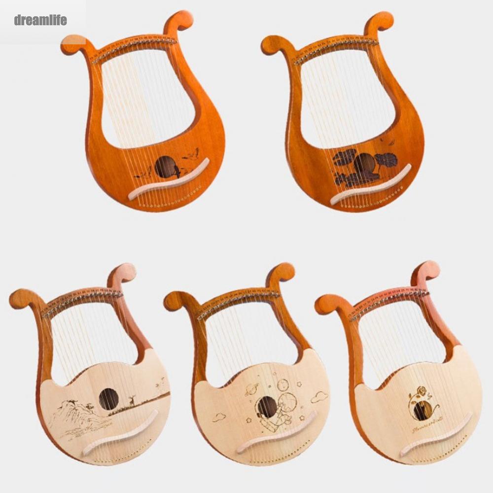 【DREAMLIFE】Mahogany Smooth Wooden Lyre 19string 40*30*3cm Concave ...