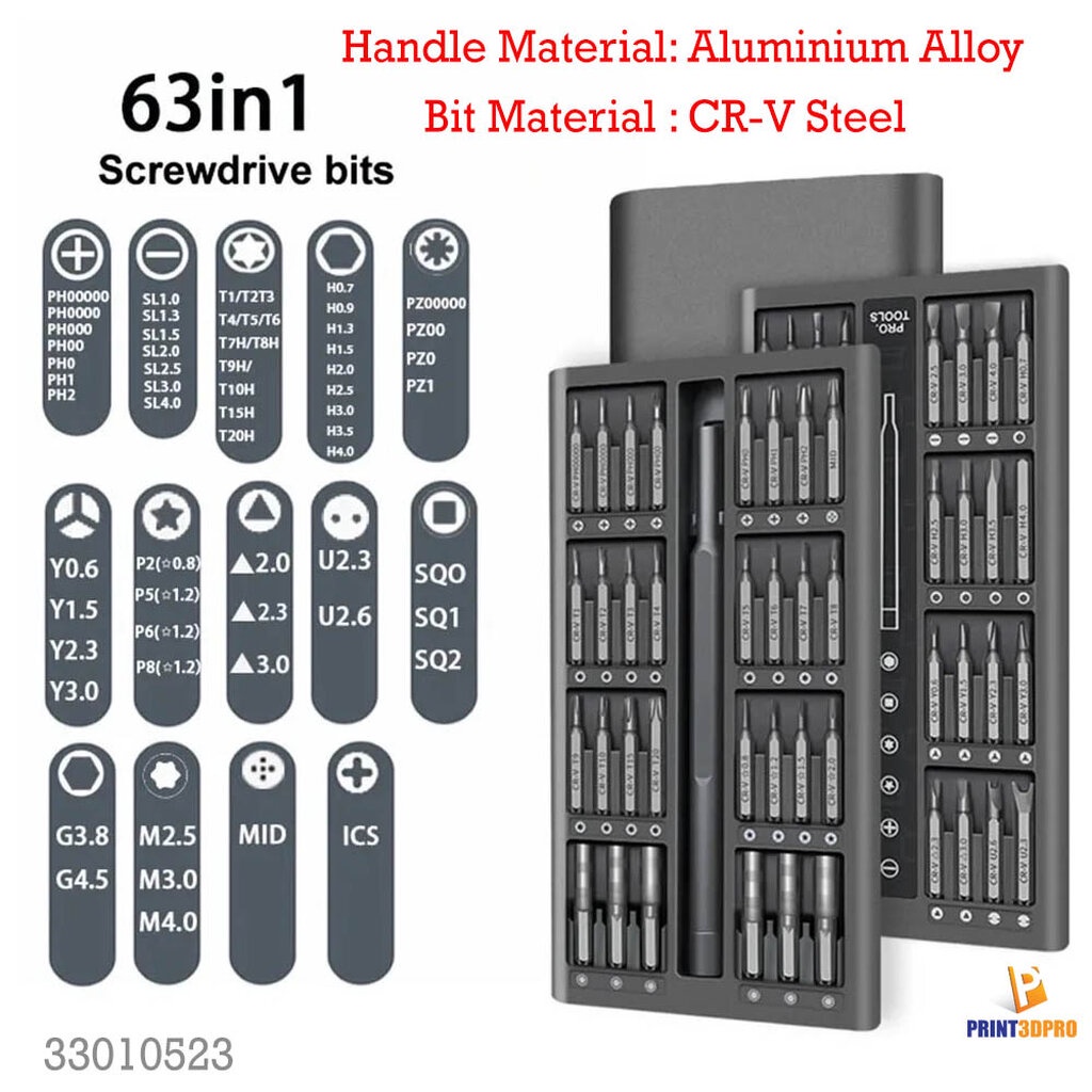 3D Accessory 63pcs iN 1 Screwdriver Set Magnetic Screw Driver Kit Bits ...