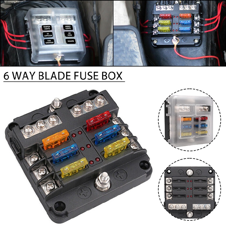 New 6 Way Blade Fuse Box Block Fuse Box Holder Marine Bus Bar Car Kit ...