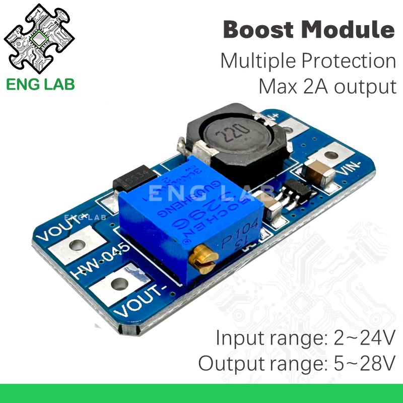 ENGLAB★MT3608 2A DC-DC โมดูลแปลงแรงดันไฟฟ้า 2-24V เป็น 5V-28V ปรับได้ | Shopee Thailand