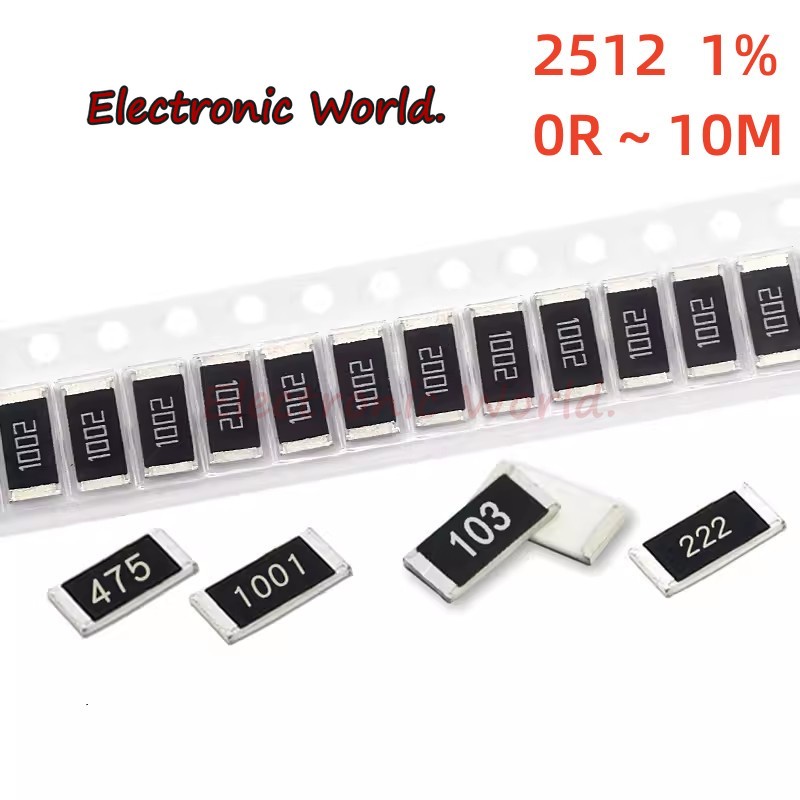 ตัวต้านทาน 2512 1% SMD 0R~10M 1W 0 1 10 150 220 330 470 โอห์ม 1K 2.2K ...