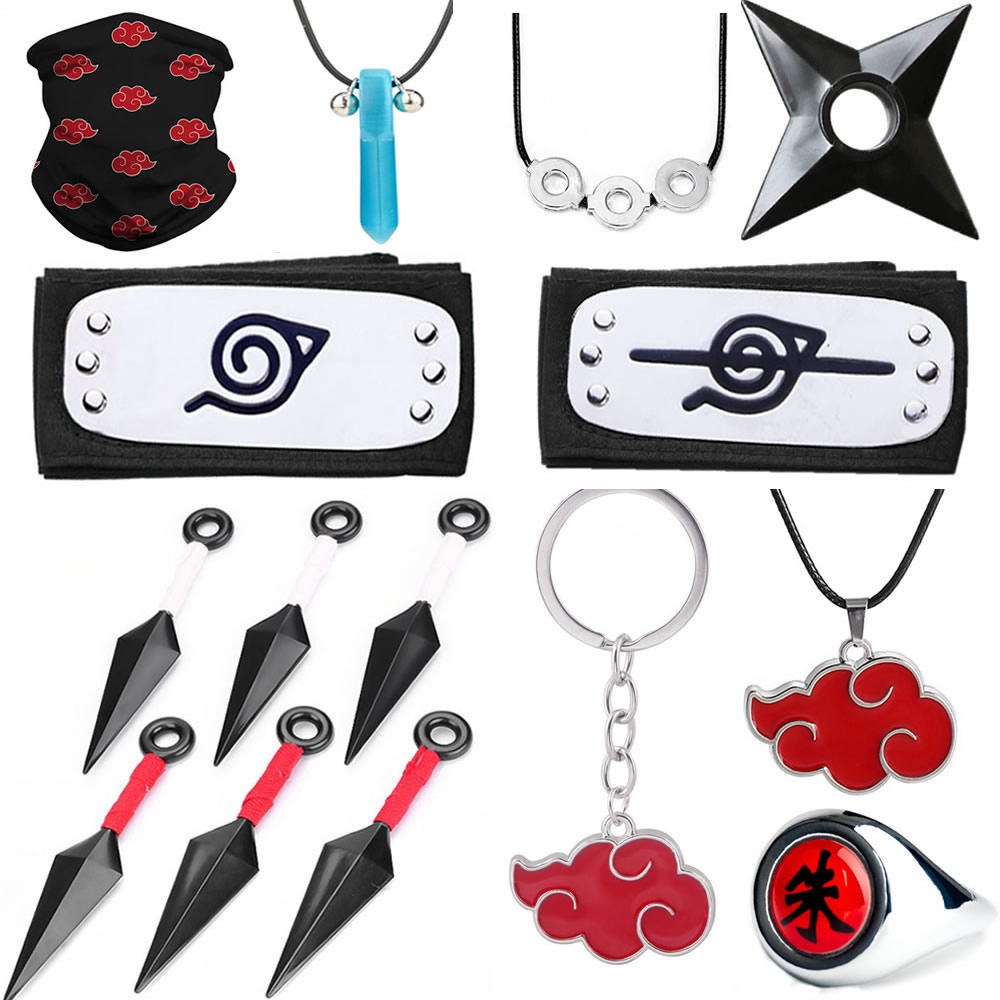 Naruto Cosplay Set Anime Figure Akatsuki Kakashi Weapon Kunai Shuriken ...