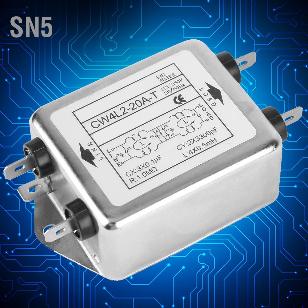 SN5 115V/250V 20A 50/60Hz CW4L2-20A T สายไฟ EMI Filter Terminal ...