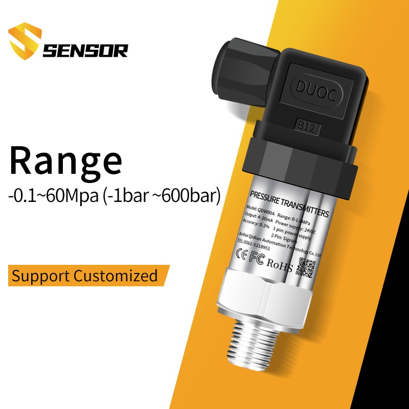 Pressure Transmitter 4 to 20ma G1/4 0-10V 0-600bar Optional Stainless Steel Water Oil Fuel Gas ...