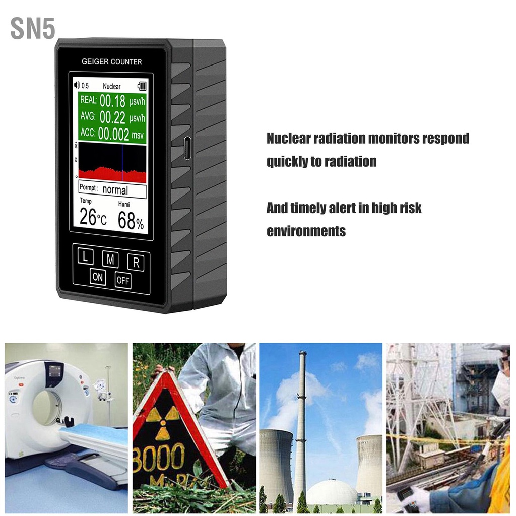 SN5 เครื่องตรวจจับรังสีนิวเคลียร์ เครื่องวัดปริมาณรังสี Geiger ระดับมืออาชีพ ตอบสนองอย่างรวดเร็ว ...