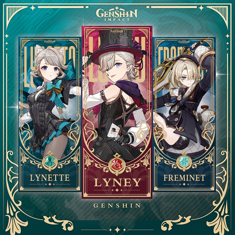 Genshin Impact Collection Cards Games Fontaine Lyney Lynette Freminet ...